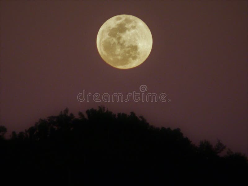 Full Moon Over a Mountain at Night Stock Photo - Image of night ...