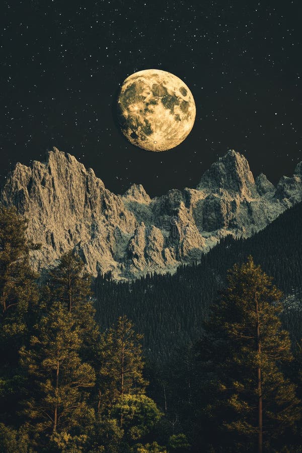 Full Moon Over Mountain Range Stock Image - Image of outdoor, range ...