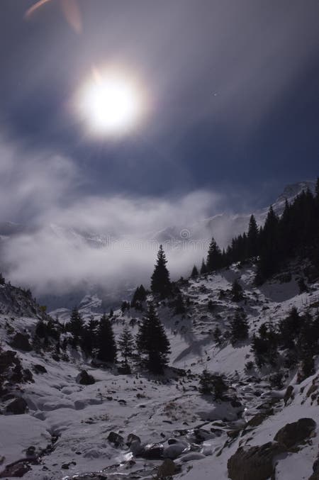 Full Moon Over the Mountains Stock Photo - Image of fagaras, romania ...