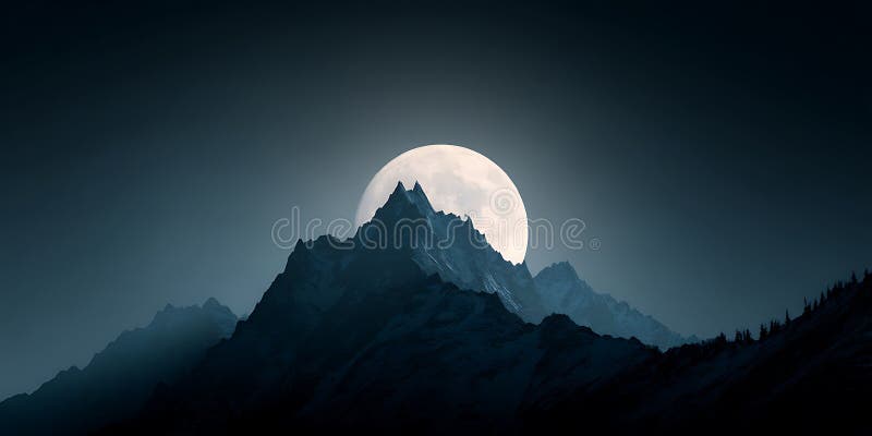 Full Moon Over Mountains Night Sky Photography Stock Illustration ...