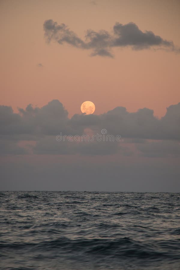 Full Moon Over Ocean and Clouds Stock Image - Image of ocean ...
