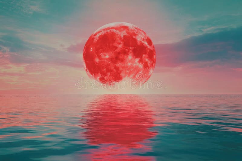 Full Moon Over Ocean stock photo. Image of moon, sunset - 381703160