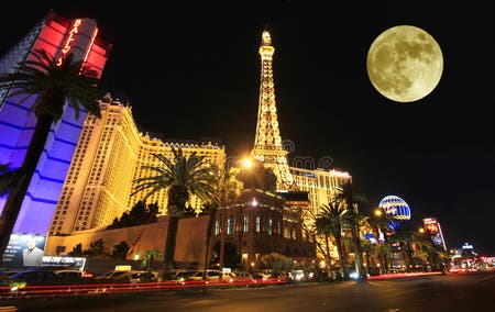 A Full Moon Over Paris on the Strip Editorial Photography - Image of ...