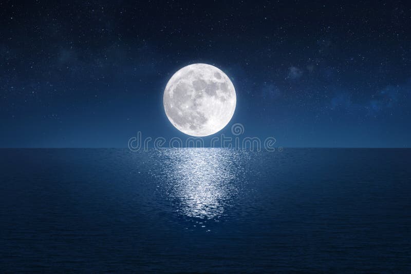 Full Moon Over the Peaceful Sea Stock Photo - Image of fantastic, wave ...
