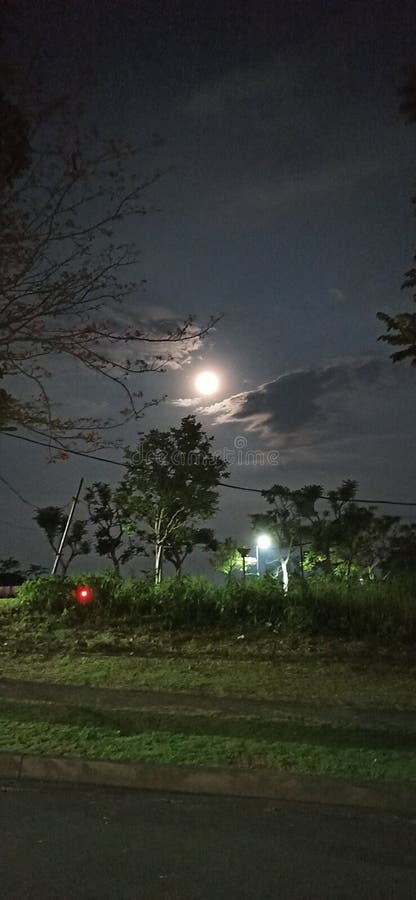 Full moon over the road stock photo. Image of road, night - 263510752