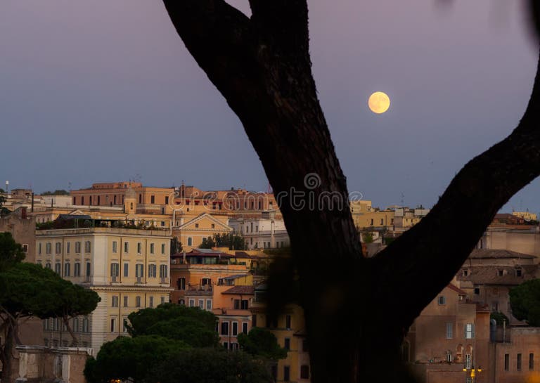 Full moon over Rome stock photo. Image of architecture - 105165474