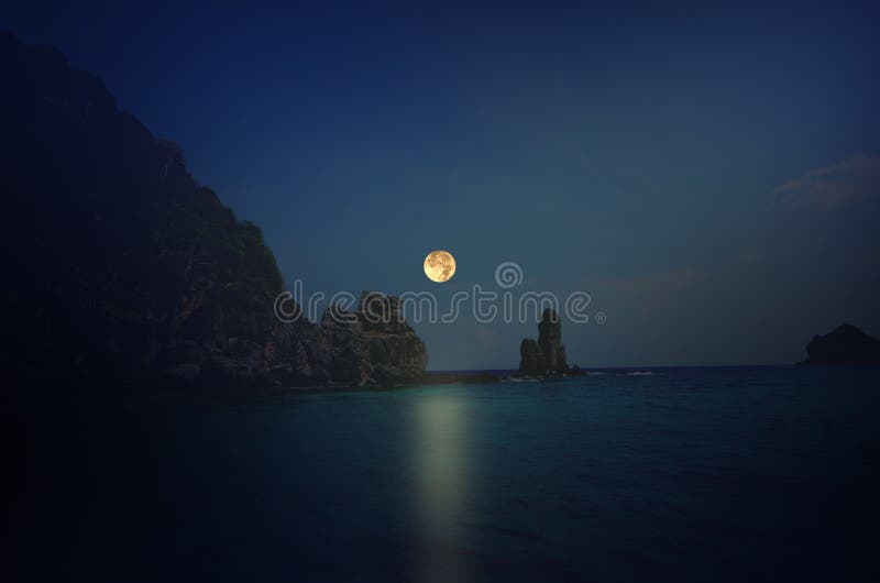 Full moon over the sea stock photo. Image of rural, landscape - 81354710