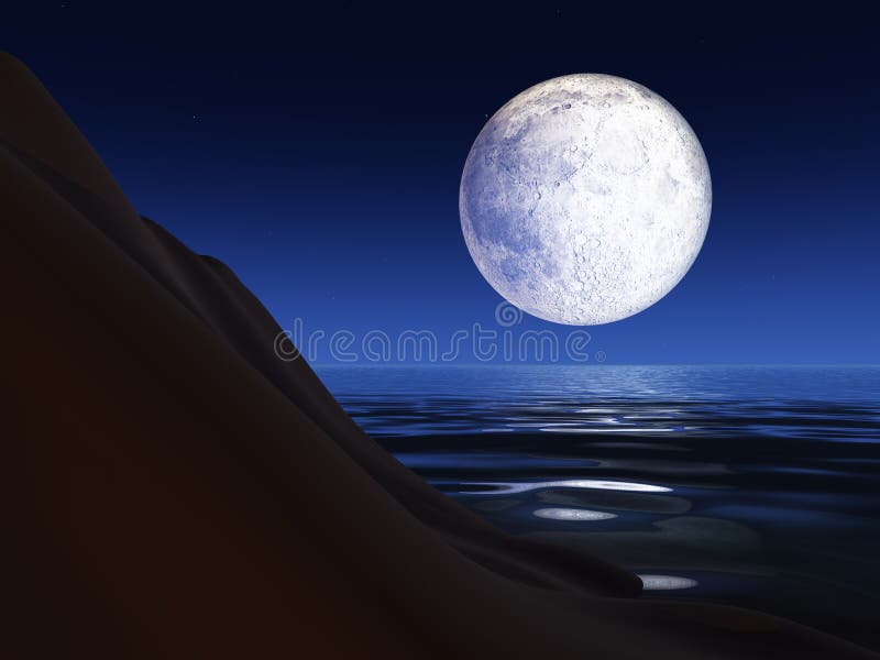 Night Moon Over Water stock illustration. Illustration of away - 10408326