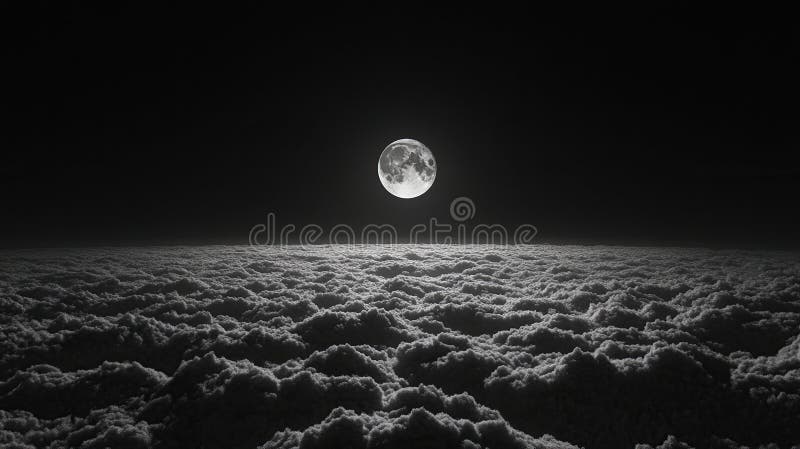Full Moon Over a Sea of Clouds at Night Stock Photo - Image of beauty ...