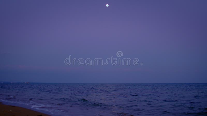Full Moon, Moon Over Sea Surface at Night, Camera Tracking Stock ...