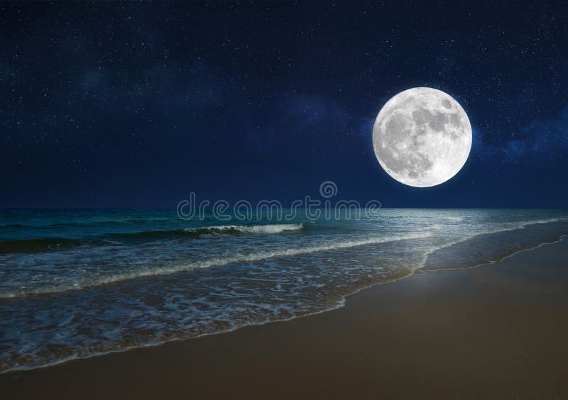 Full moon over the sea stock image. Image of lake, cloudy - 237367201