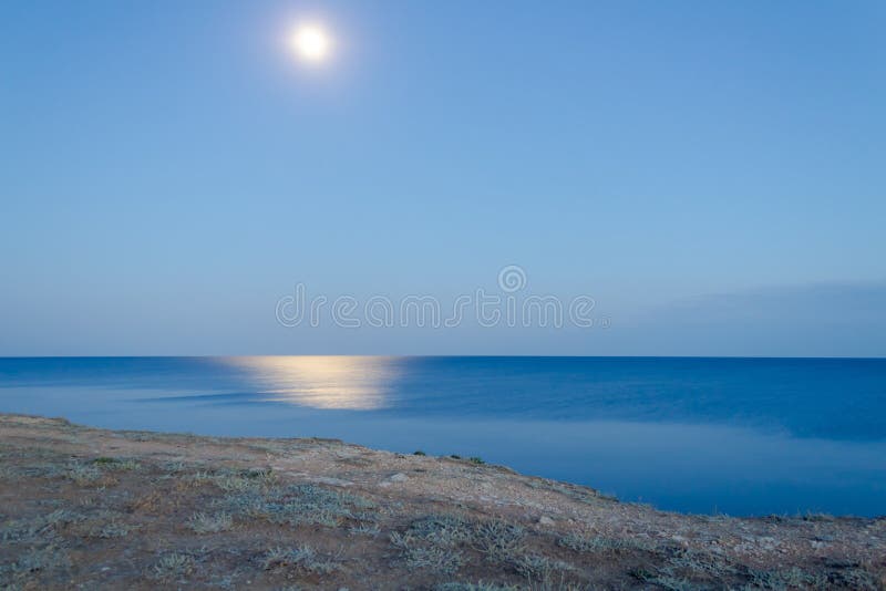 Full moon over the sea stock photo. Image of lunar, evening - 197263624