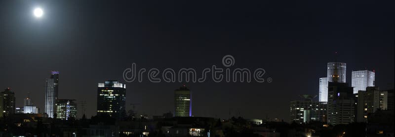 Full Moon Over Tel Aviv Picture. Image: 3728033