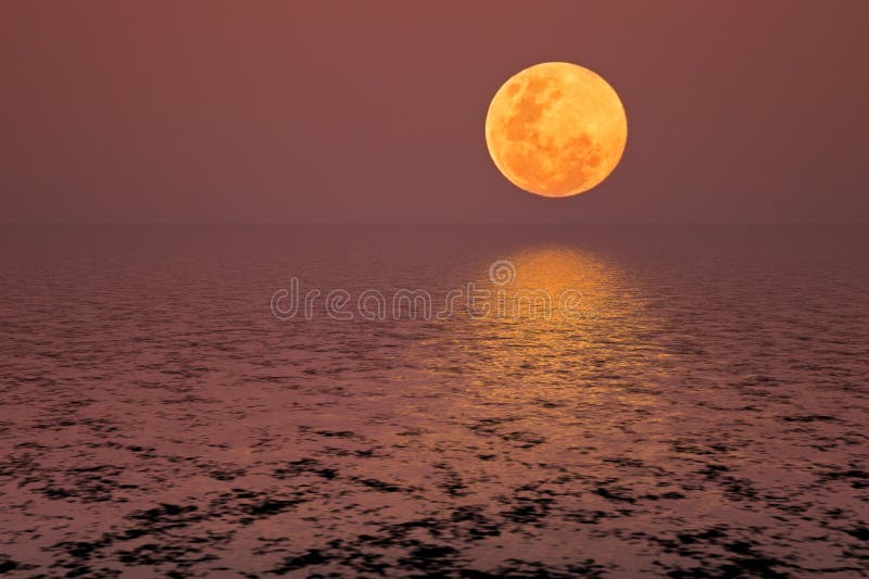 Full Moon Over Water with Reflection Stock Photo - Image of glowing ...