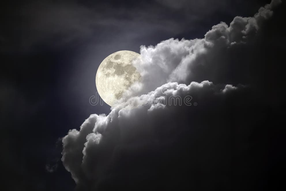 Full moon overcast night stock photo. Image of lunar - 313552094