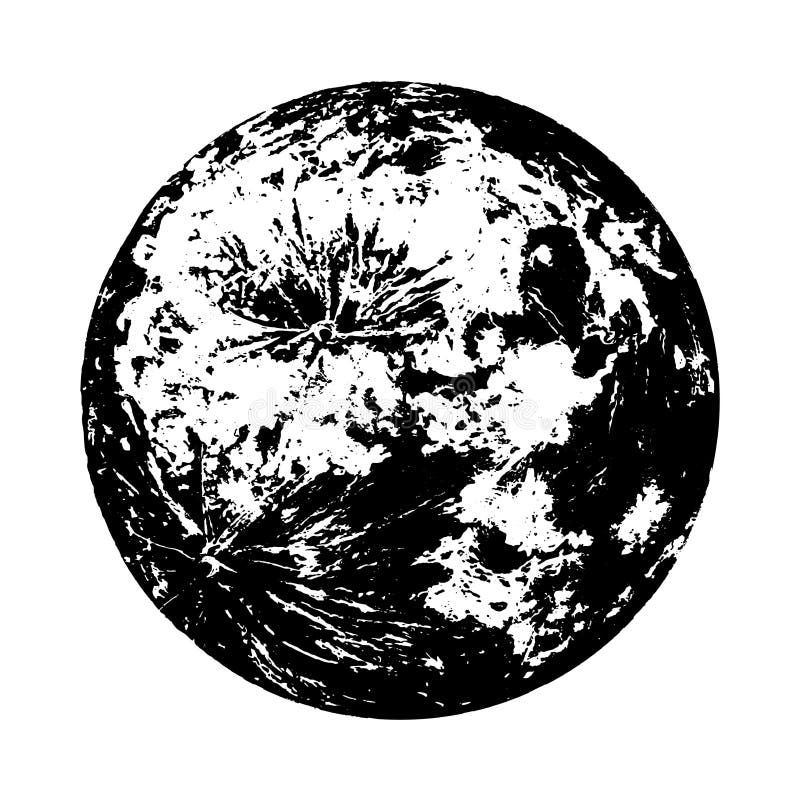 Full Moon Painted with Black Ink Brush. Stock Vector - Illustration of ...