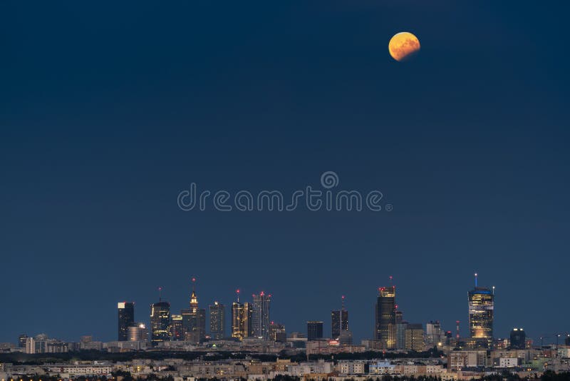Full Moon Partial Eclipse Over Warsaw Stock Photos - Free & Royalty ...