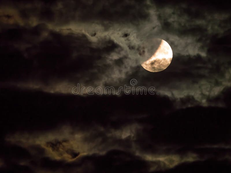 Partial Full Moon stock image. Image of detail, dark - 142463423