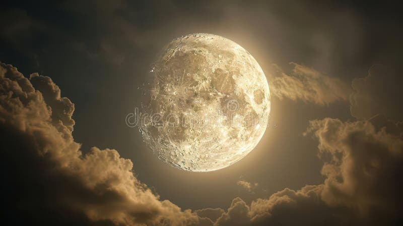 A Full Moon Partially Obscured by Clouds, Creating an Eerie Atmosphere ...
