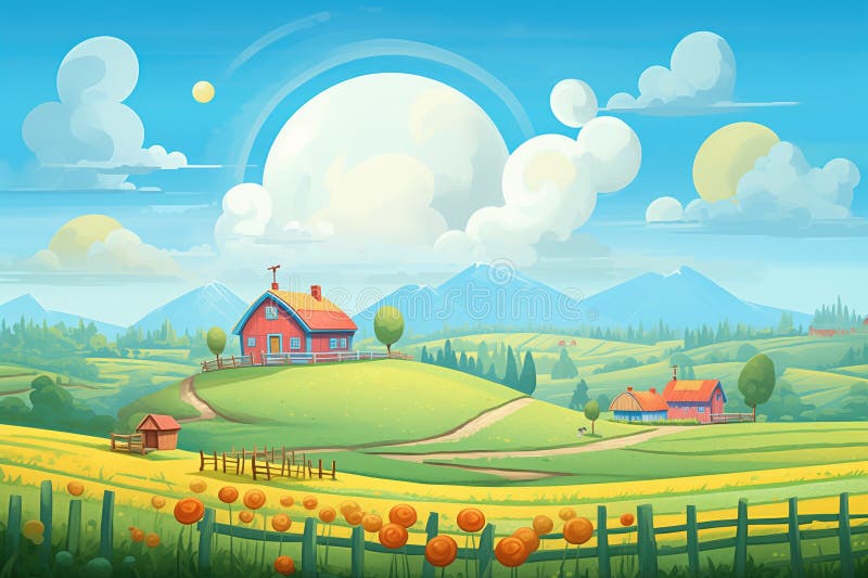 Full Moon Peaking Over Organic Farm Fields Stock Image - Image of ...