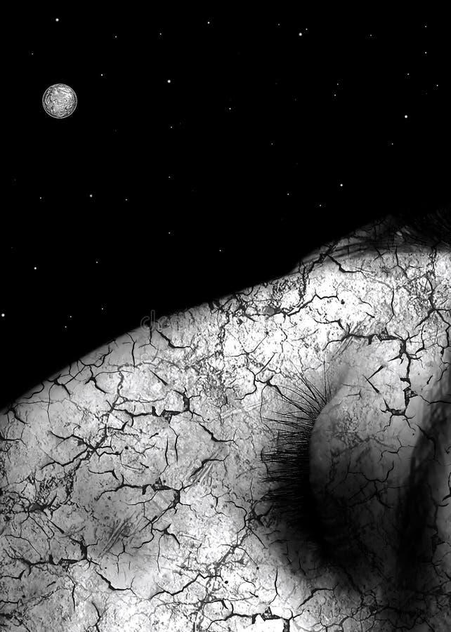 Full Moon And The Person In The Cracks Stock Photo - Image of night ...