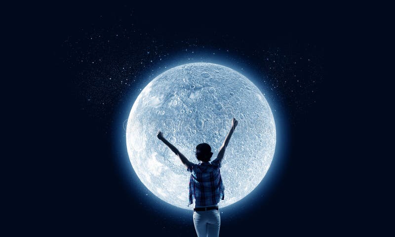 Full moon stock image. Image of girl, enjoyment, looking - 57268589