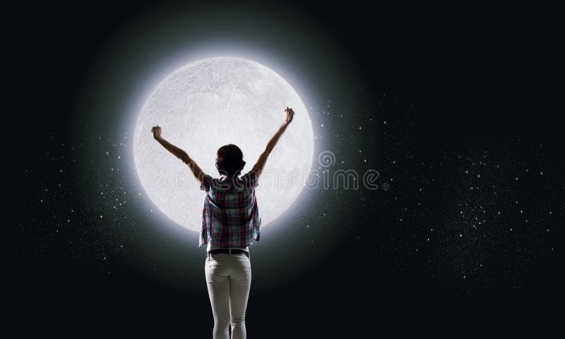 Full moon stock image. Image of people, enjoyment, back - 58955467