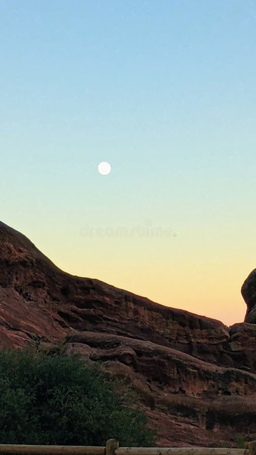 Full Moon Red Rocks stock photo. Image of rocks, full - 345755666