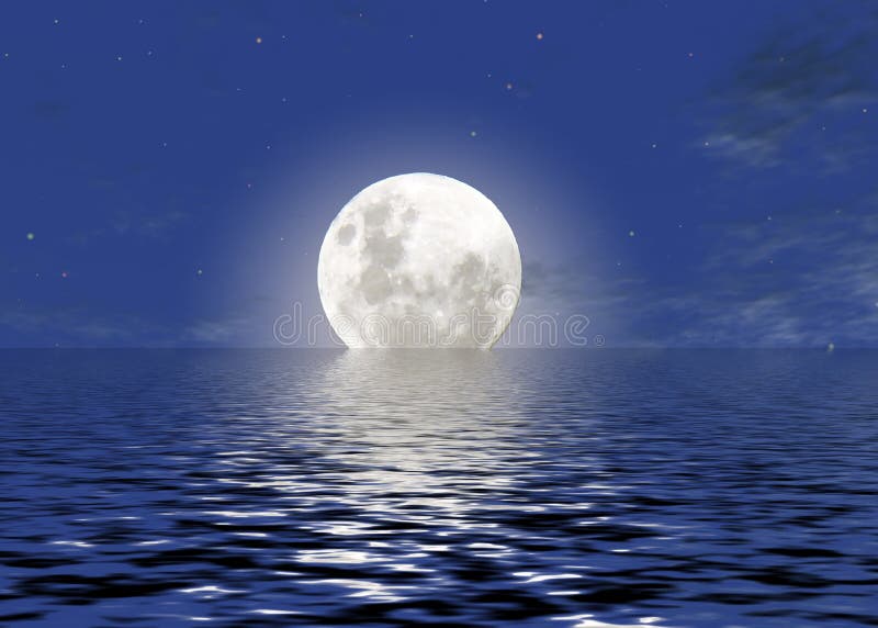Moon rising over the sea stock photo. Image of rippled - 7475808