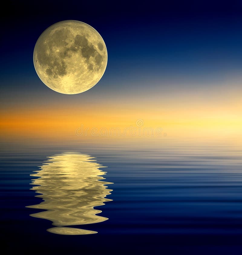 Full moon reflection stock illustration. Illustration of evening - 4305850