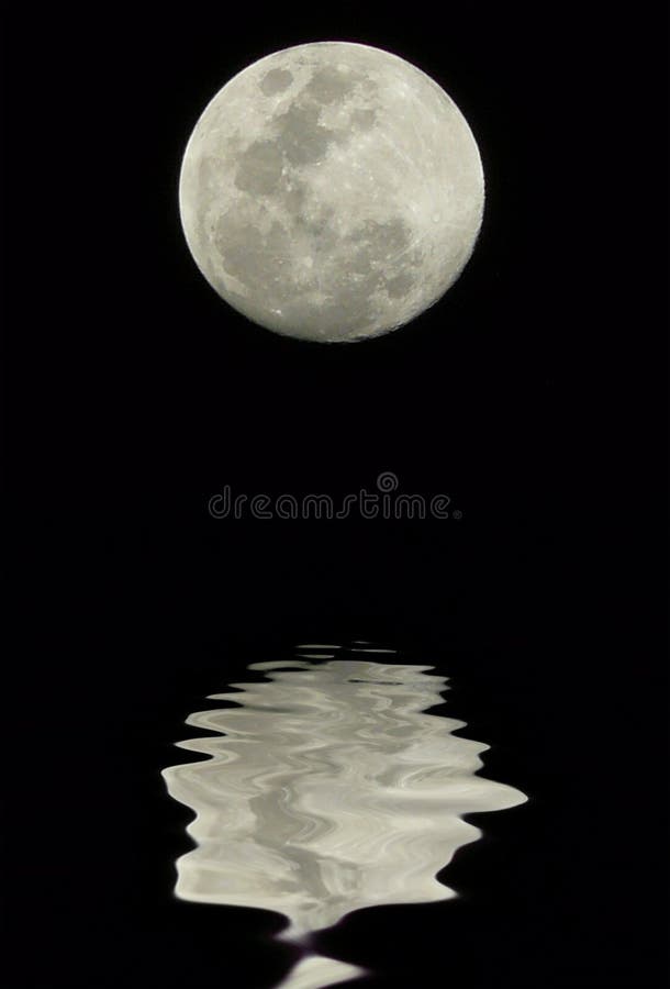 Reflection Of The Full Moon Stock Photo - Image of beach, planet: 47803354