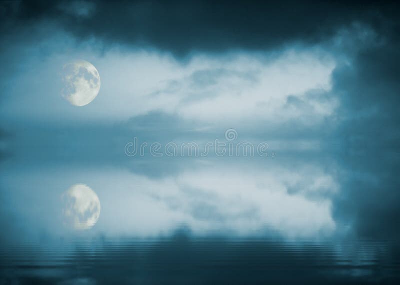 Full moon reflection stock photo. Image of clouds, blue - 9521948
