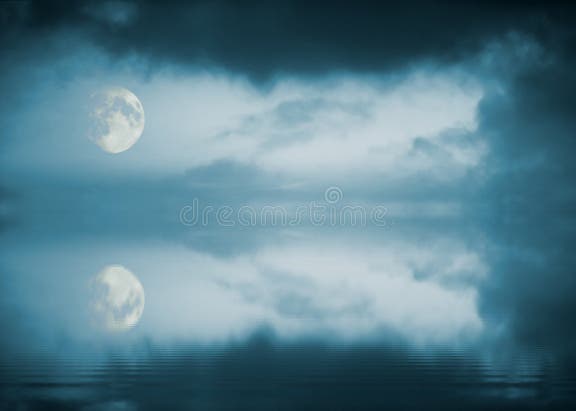 Full moon reflection stock photo. Image of clouds, blue - 9521948