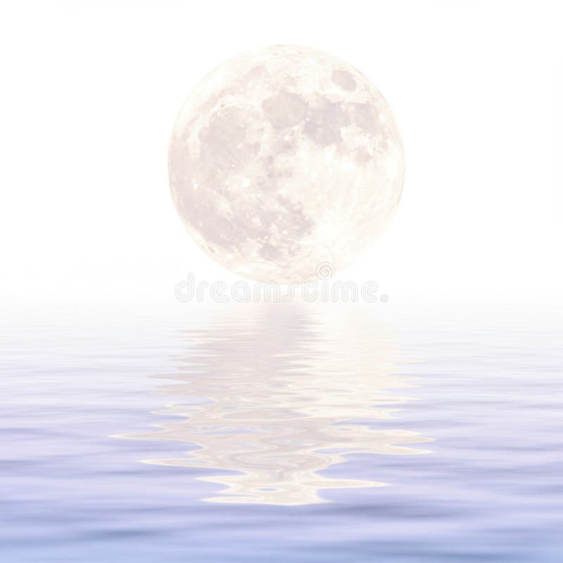 Full Moon Reflection on Calm Water Stock Illustration - Illustration of ...
