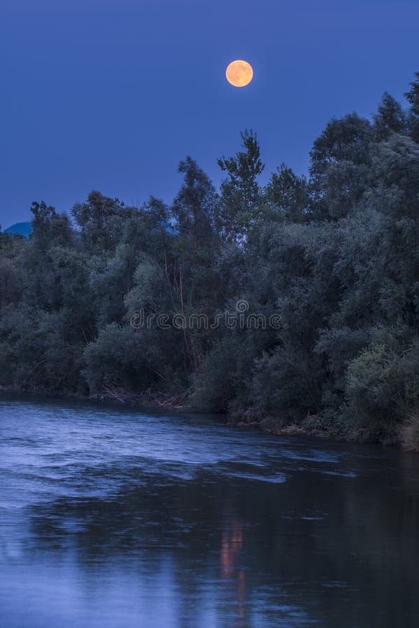 Full moon reflection stock image. Image of moon, nature - 96442875