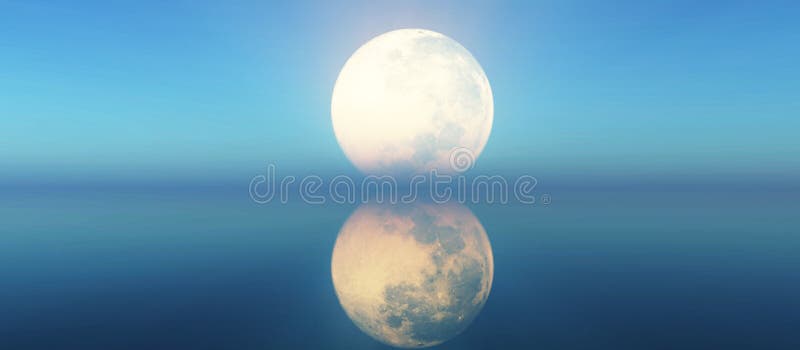 Full Moon Reflection on the Water Illustration Stock Illustration ...