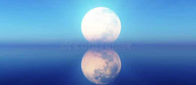 Full Moon Reflection on the Water Illustration Stock Illustration ...