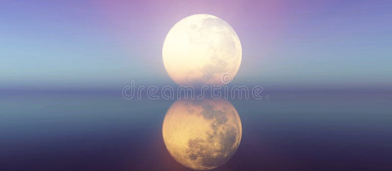Full Moon Reflection on the Water Illustration Stock Illustration ...