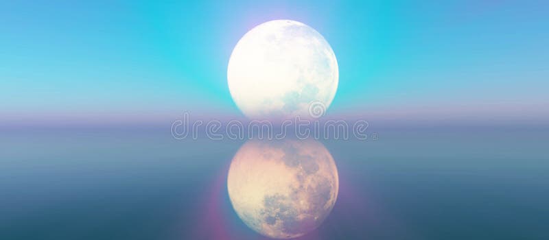 Full Moon Reflection on the Water Illustration Stock Illustration ...