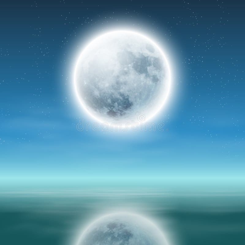 Full Moon Water Reflection Night Stock Illustrations – 1,580 Full Moon ...
