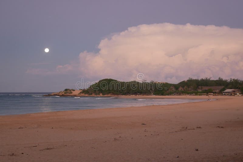 Full Moon Rising Over Tofo Beach at Dusk Stock Image - Image of dusk ...