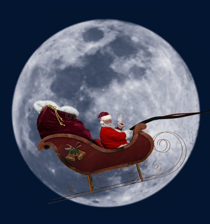 Full Moon Santa stock photo. Image of sleigh, santa, full - 7591746