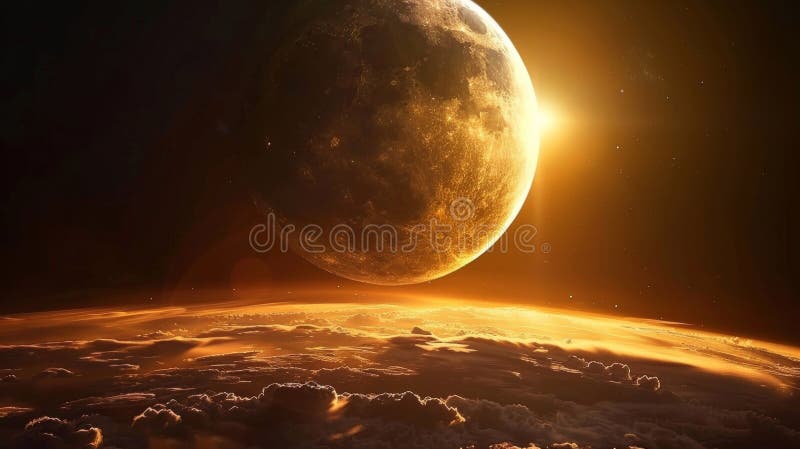 A Full Moon is Seen Over the Earth in this Image, AI Stock Illustration ...