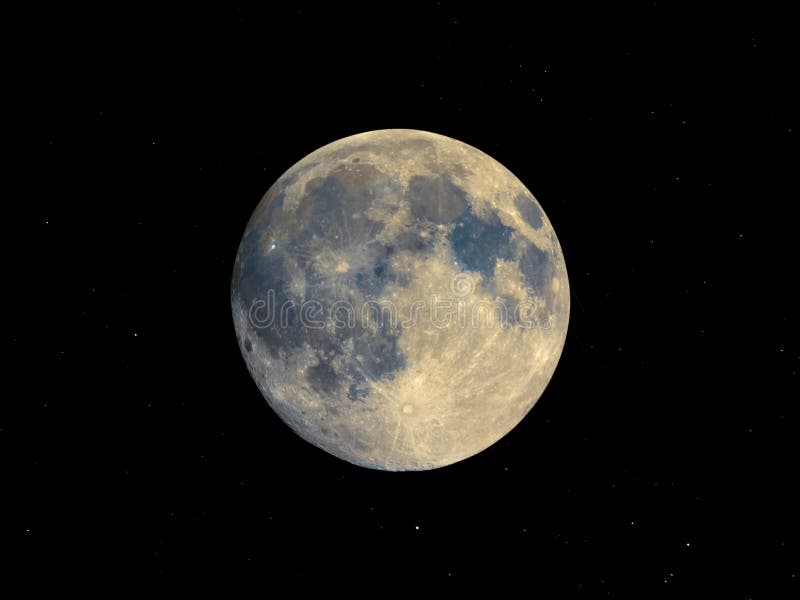 Full Moon Seen with Telescope, Starry Sky Stock Image - Image of full ...
