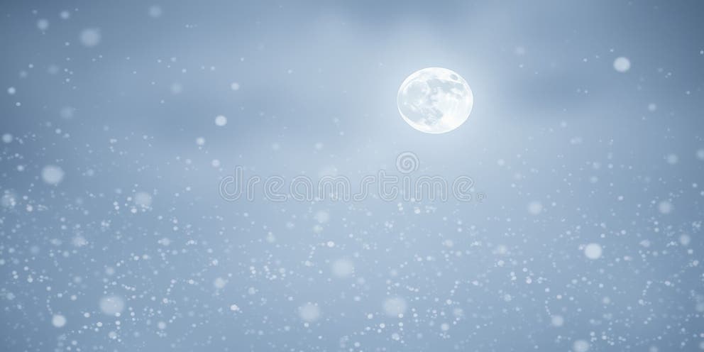 Full Moon Shining Bright in a Snowy Night Sky Stock Illustration ...