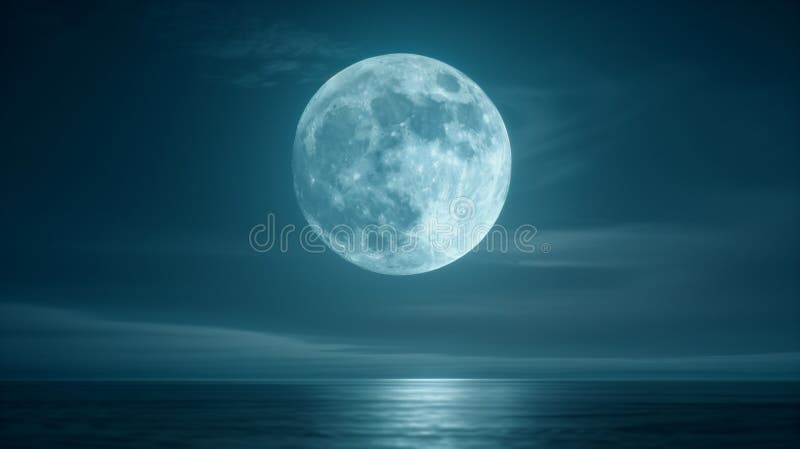 Full Moon Shining Brightly with Wispy Clouds Drifting by, Casting a Serene Glow Over the Night ...