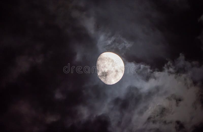 Full Moon in the Sky with Clouds Stock Photo - Image of blue, cloud ...