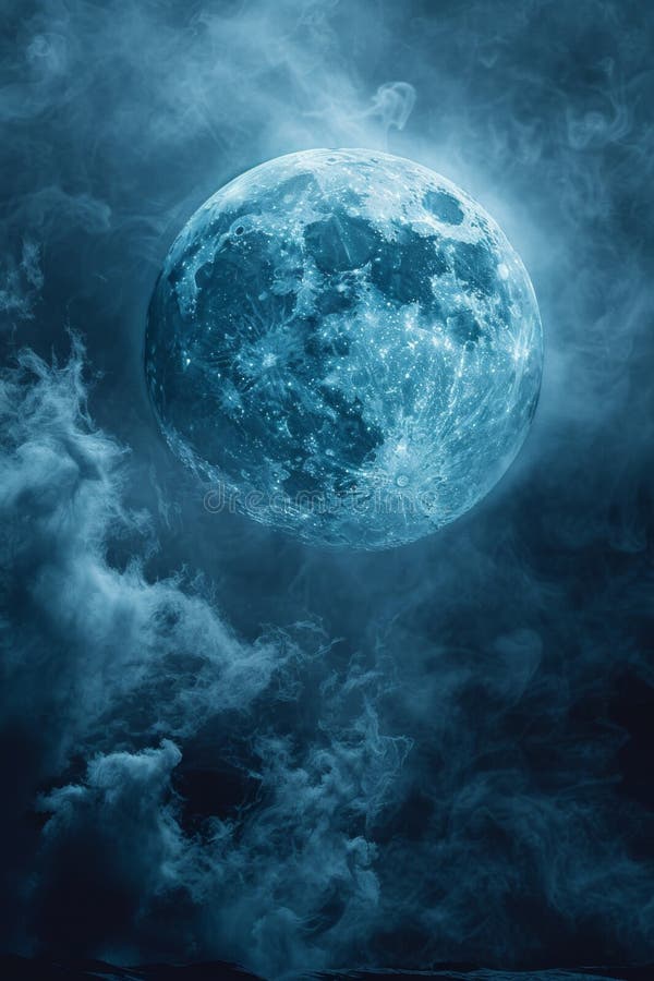 A Full Moon in the Sky with Clouds and Smoke, AI Stock Photo - Image of ...