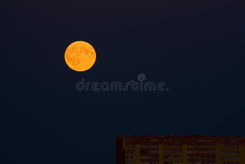 Yellow moon over sea stock image. Image of lunar, moonlight - 74353167