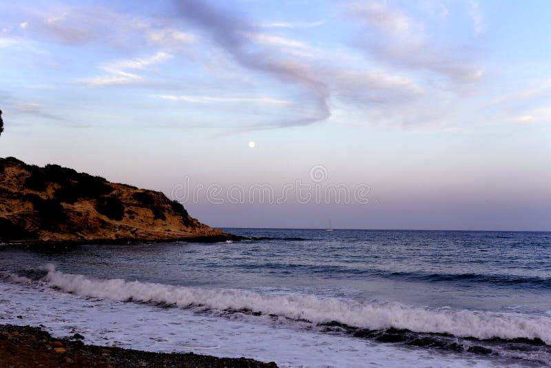 Full Moon on Spanish Coast. Stock Image - Image of blue, clouds: 95245213